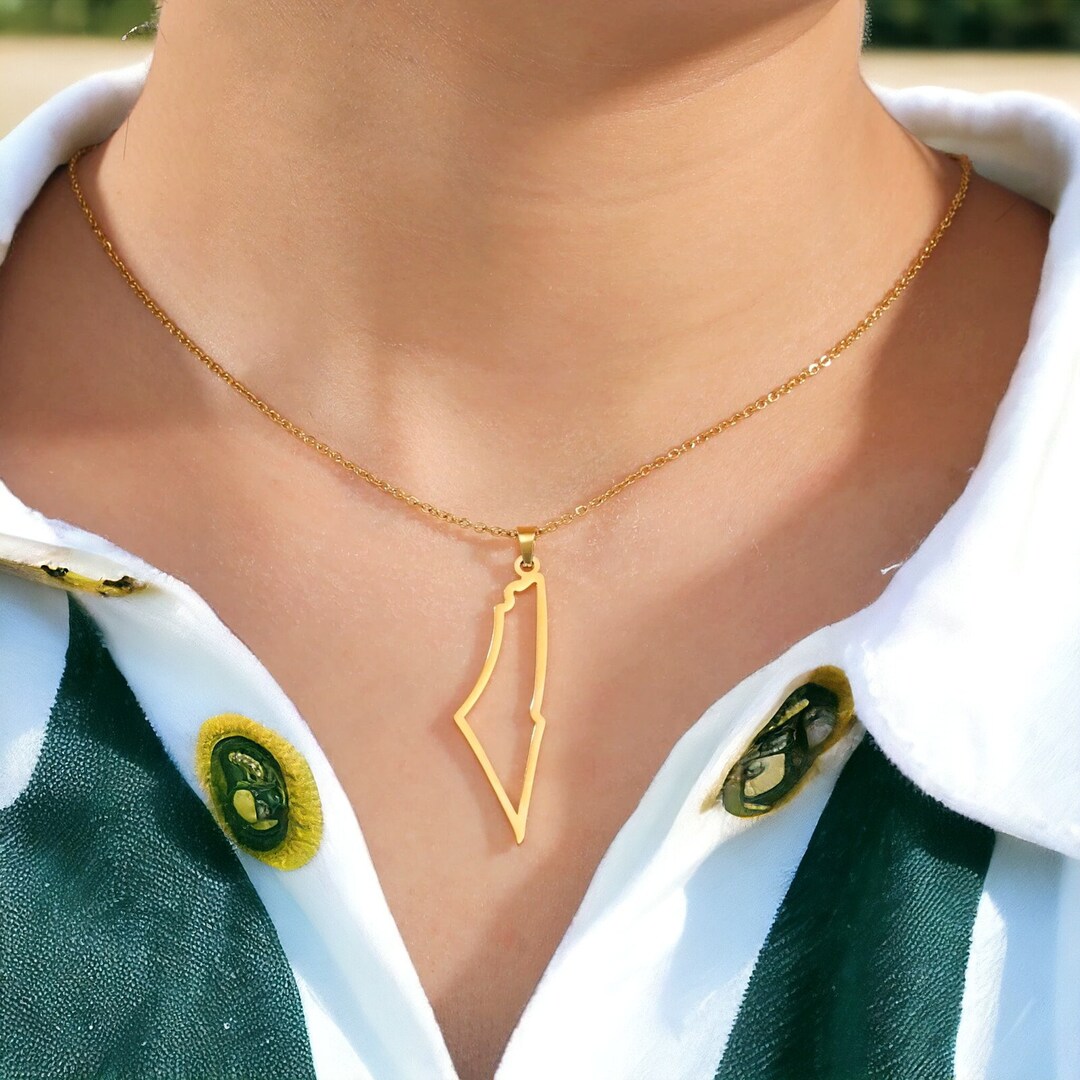 Palestine Map Gold Necklaces for Women, Islamic Necklace, Palestine Map ...