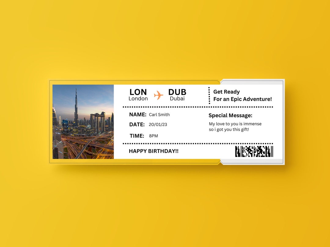 Editable Boarding Ticket Template Surprise Airline Gift - Etsy