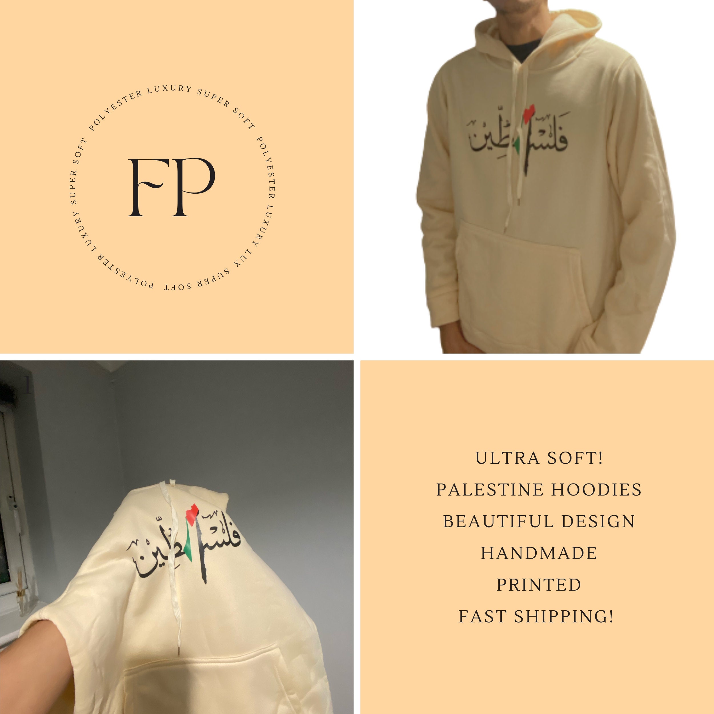 Palestine Hoodie Arabic Writing Islamic Muslim Hoodie Custom Printed ...