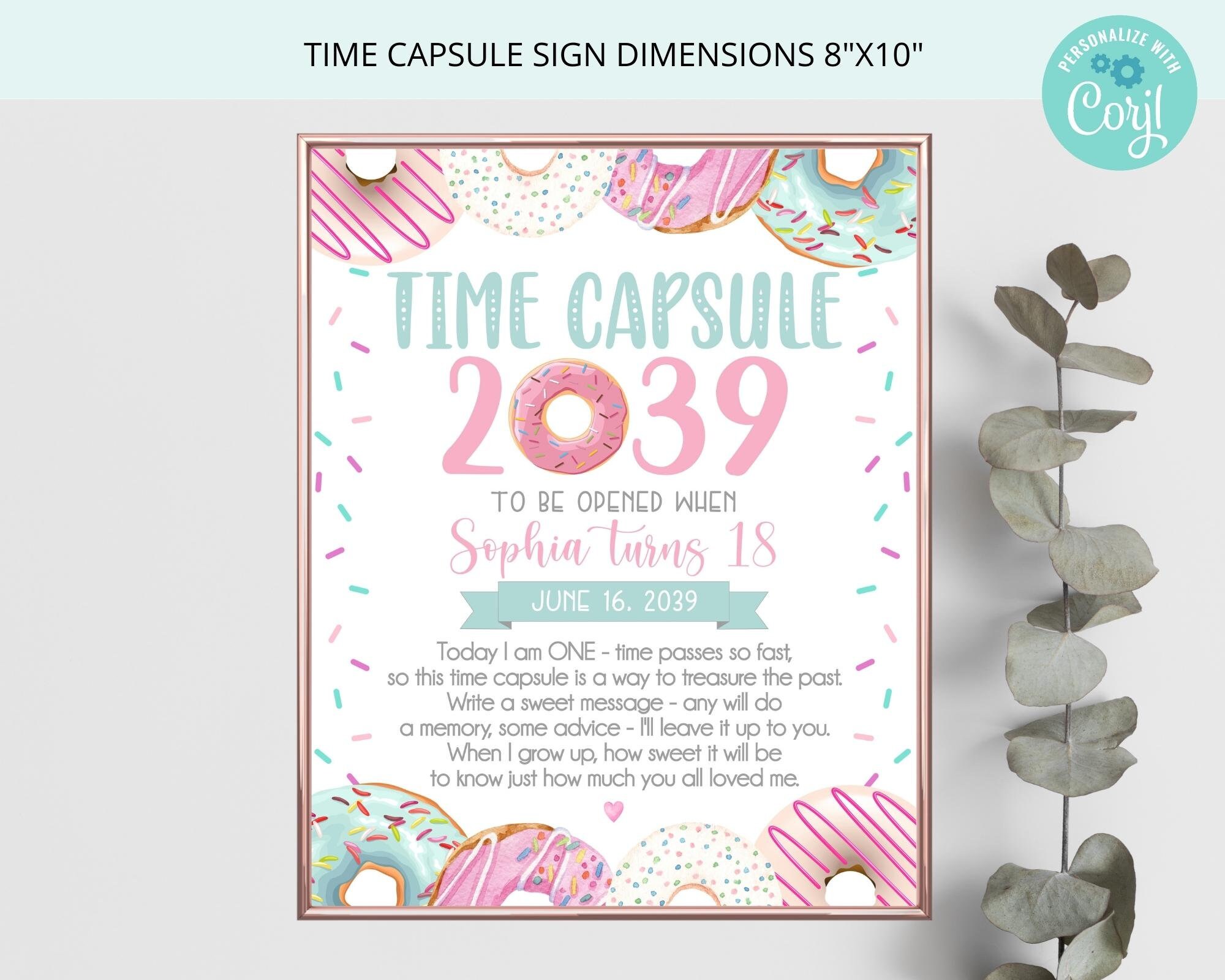 Donut Time Capsule and Message Card Templates , 1st Birthday Sign ...