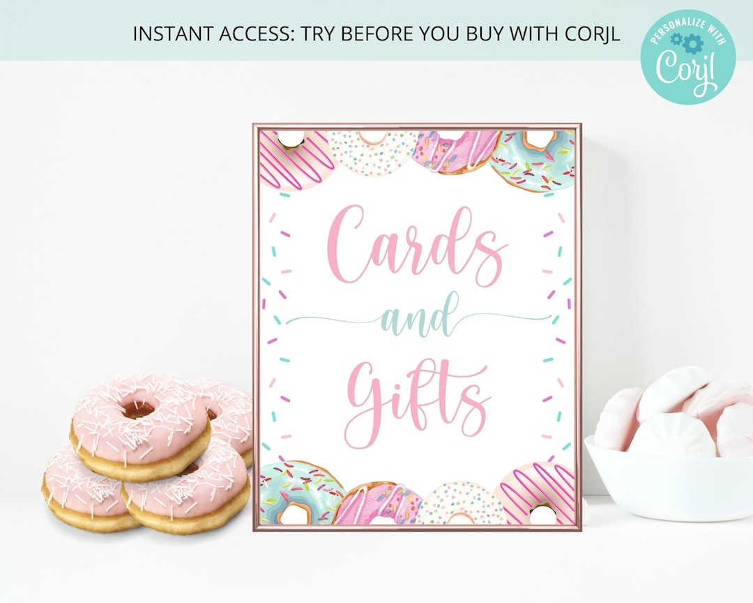 Donut Birthday Sign , Cards and Gifts , Donut Birthday Theme , Pastel ...
