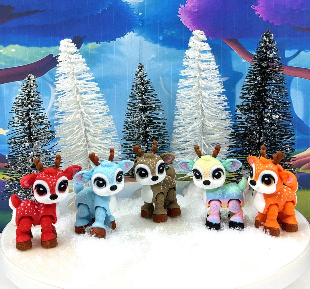 3D Printed Christmas Reindeer Set: Articulated Festive Decoration - Etsy