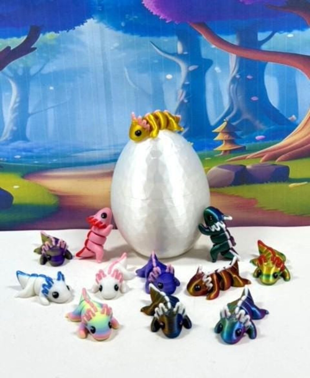 12pcs Mini Axolotls With Egg, 3D Printed Articulated Fidget Mini ...