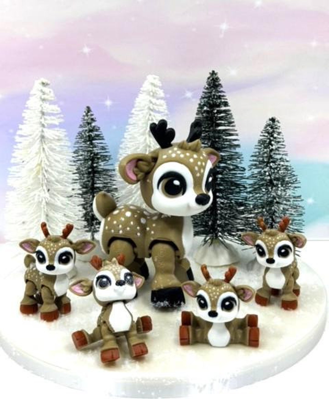 3D Printed Articulated Reindeer Set: Christmas Fidget Toy Decoration - Etsy