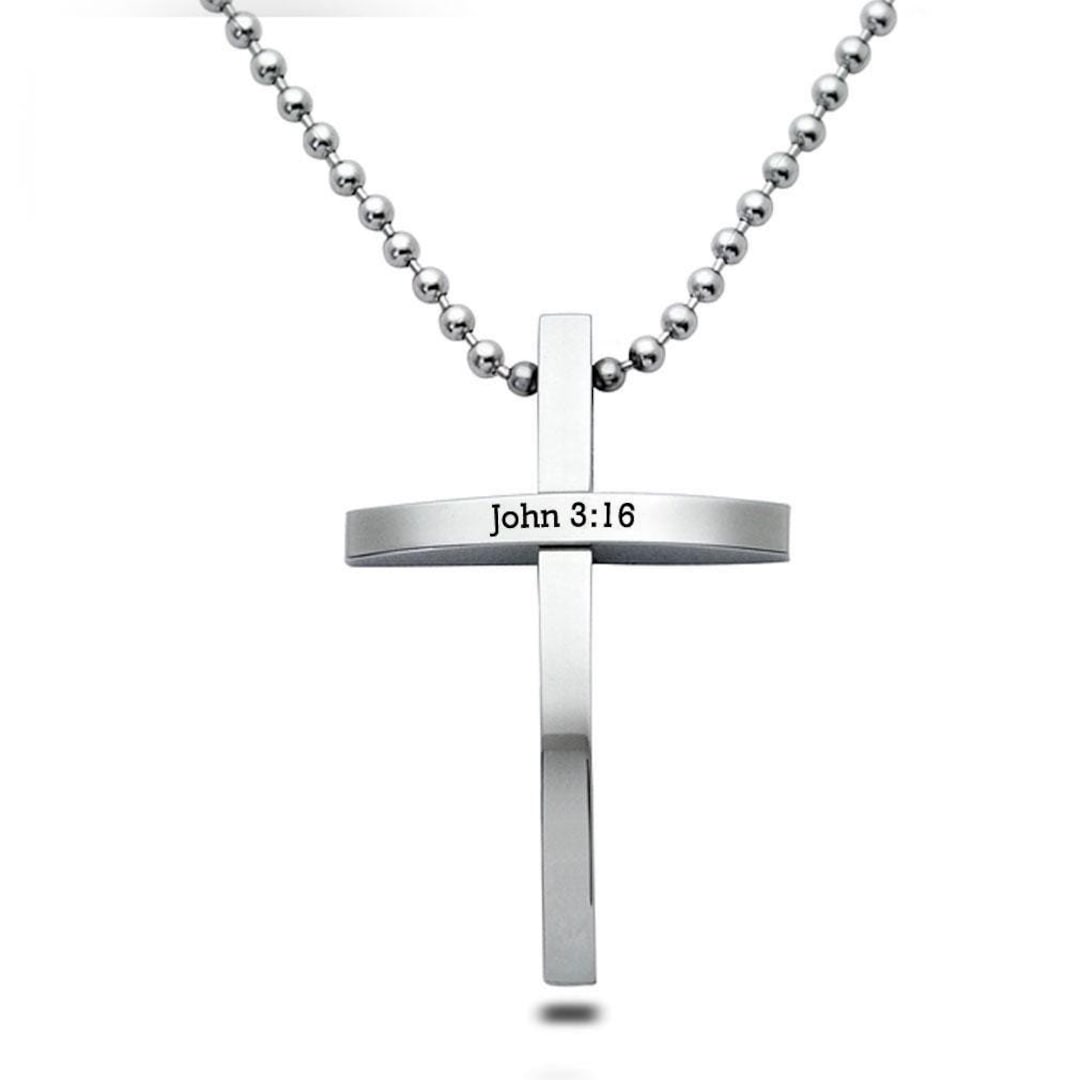Personalized Stainless Steel Cross Necklace - Engraved Pendant - Etsy