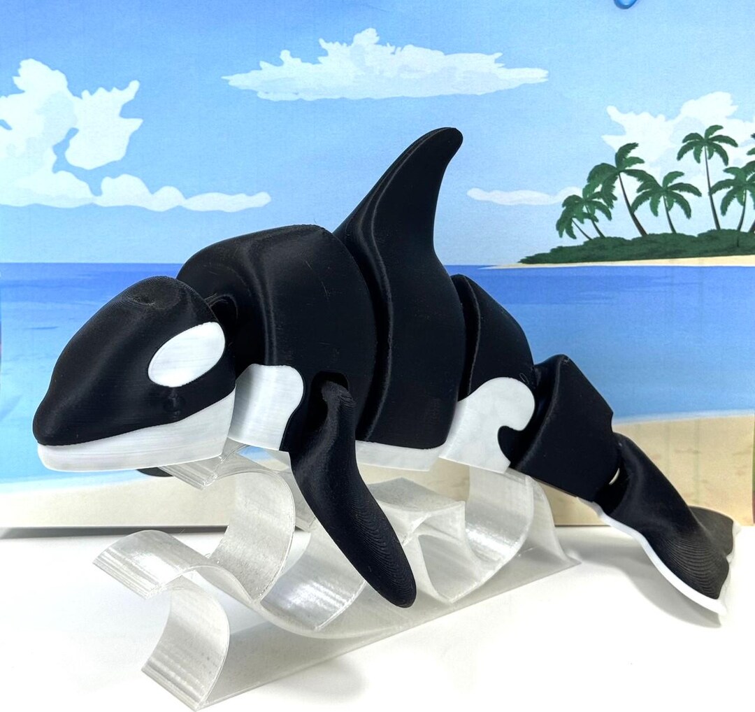 3D Printed Orca, Articulated Orca Whale Fidget Toy, Orca Sea Animal ...