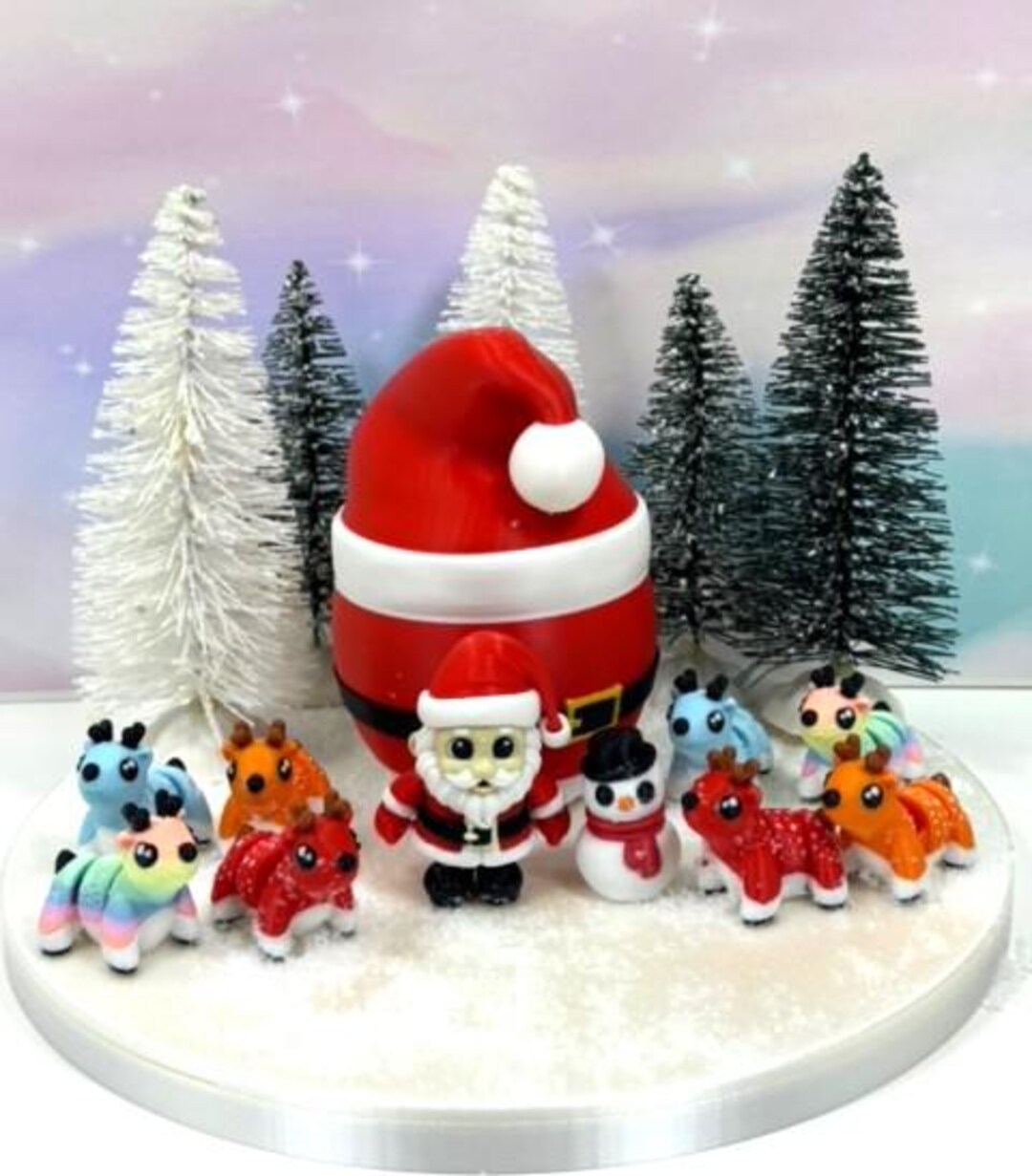 3D Printed Christmas Fidget Toy Set: Santa, Snowman & Reindeer - Etsy