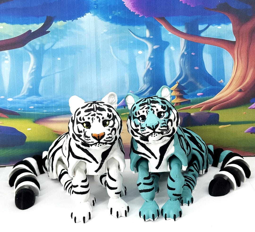 3D Printed Articulated Tiger Fidget Toy, Jungle Animal Desk Decor - Etsy