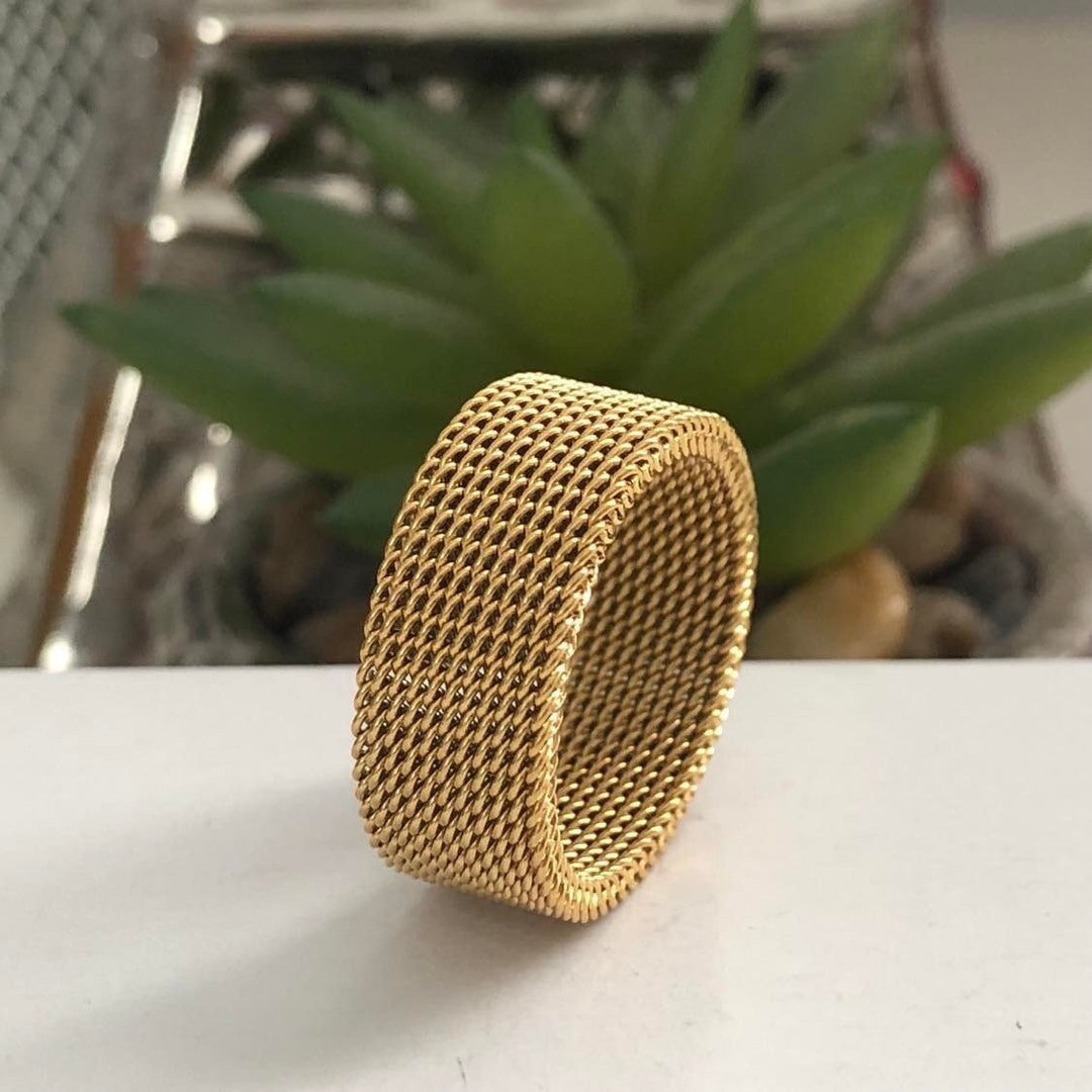 8mm Mesh Ring, Stainless Steel Wire Mesh Ring, Wedding Band Ring, - Etsy
