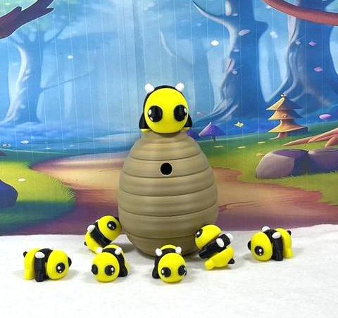 7pcs 3D Printed Mini Bumble Bee With Beehive Egg, Articulated Mini Bees ...