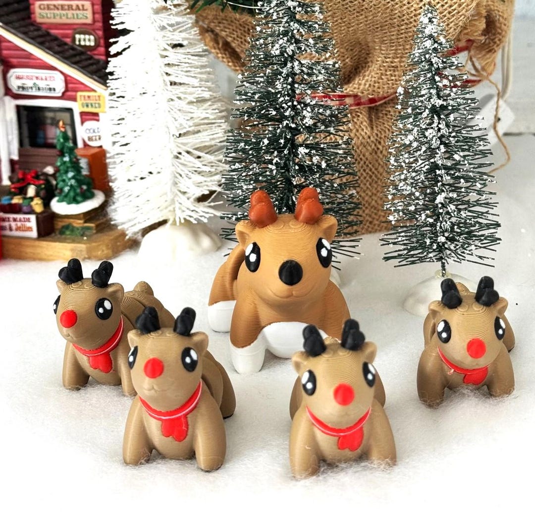 3D Printed Christmas Reindeer Set: Articulated Festive Decoration - Etsy