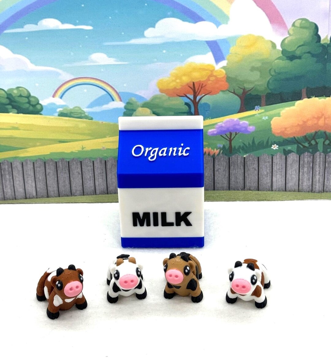 4pcs Mini COWS With Milk Carton, 3D Printed Articulated Fidget Mini ...