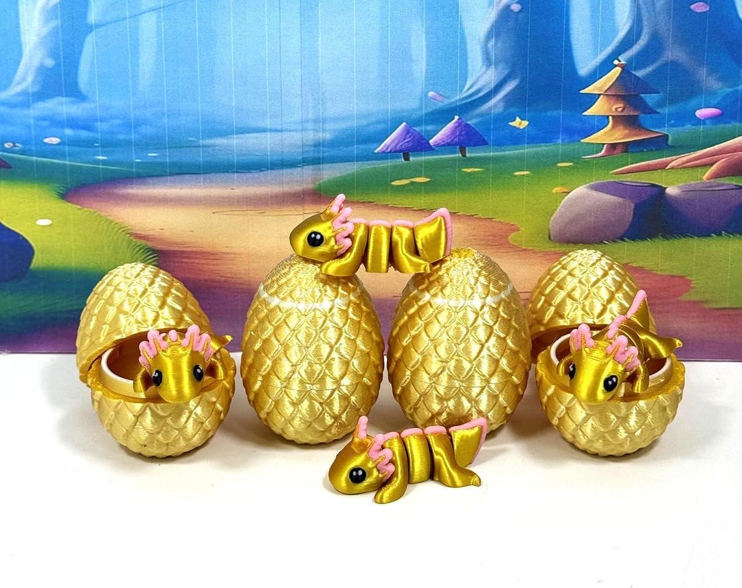 4pcs Mini Axolotls With Egg, 3D Printed Articulated Fidget Mini Axolotl ...