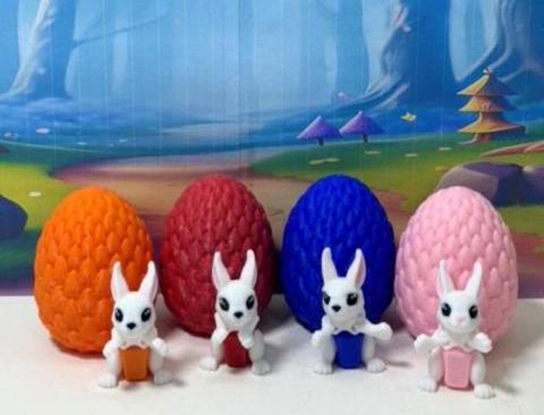 4pcs 3D Printed Mini Rabbit Bunny With Egg, Articulated Mini Fidget ...