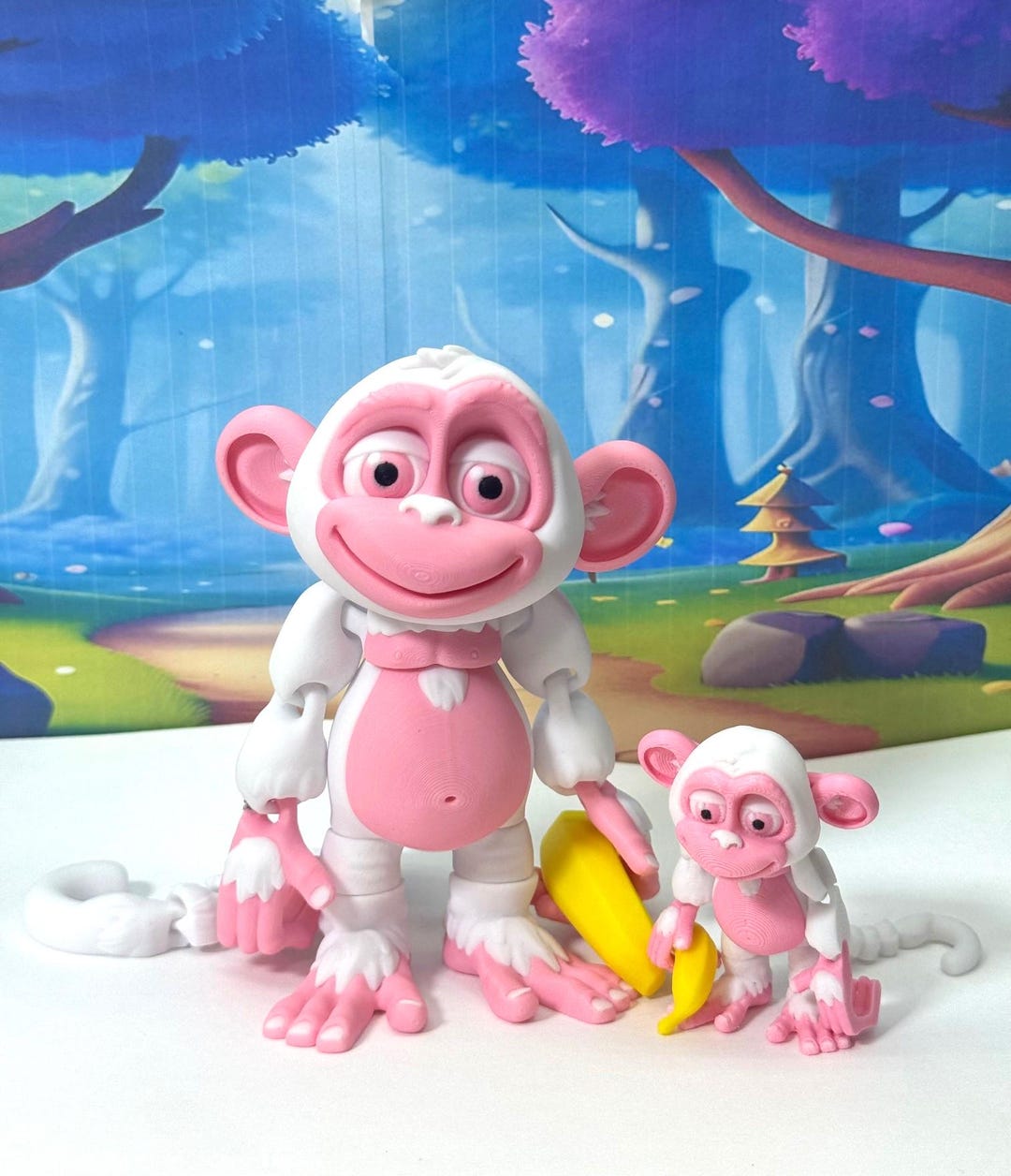 2pcs 3D Printed Articulated Monkey Fidget Toy, Posable Mother & Child ...