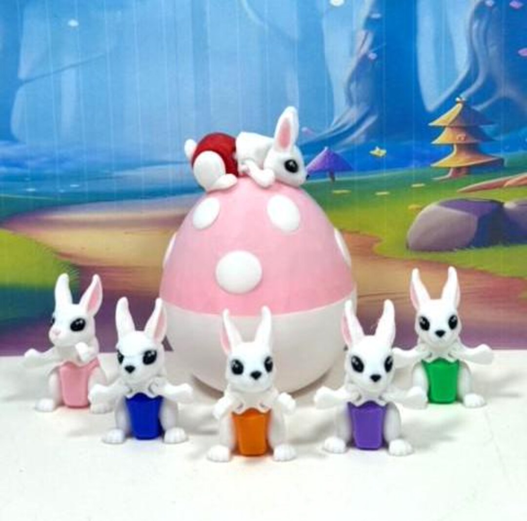 6pcs 3D Printed Mini Rabbit Bunny With Egg, Articulated Mini Fidget ...