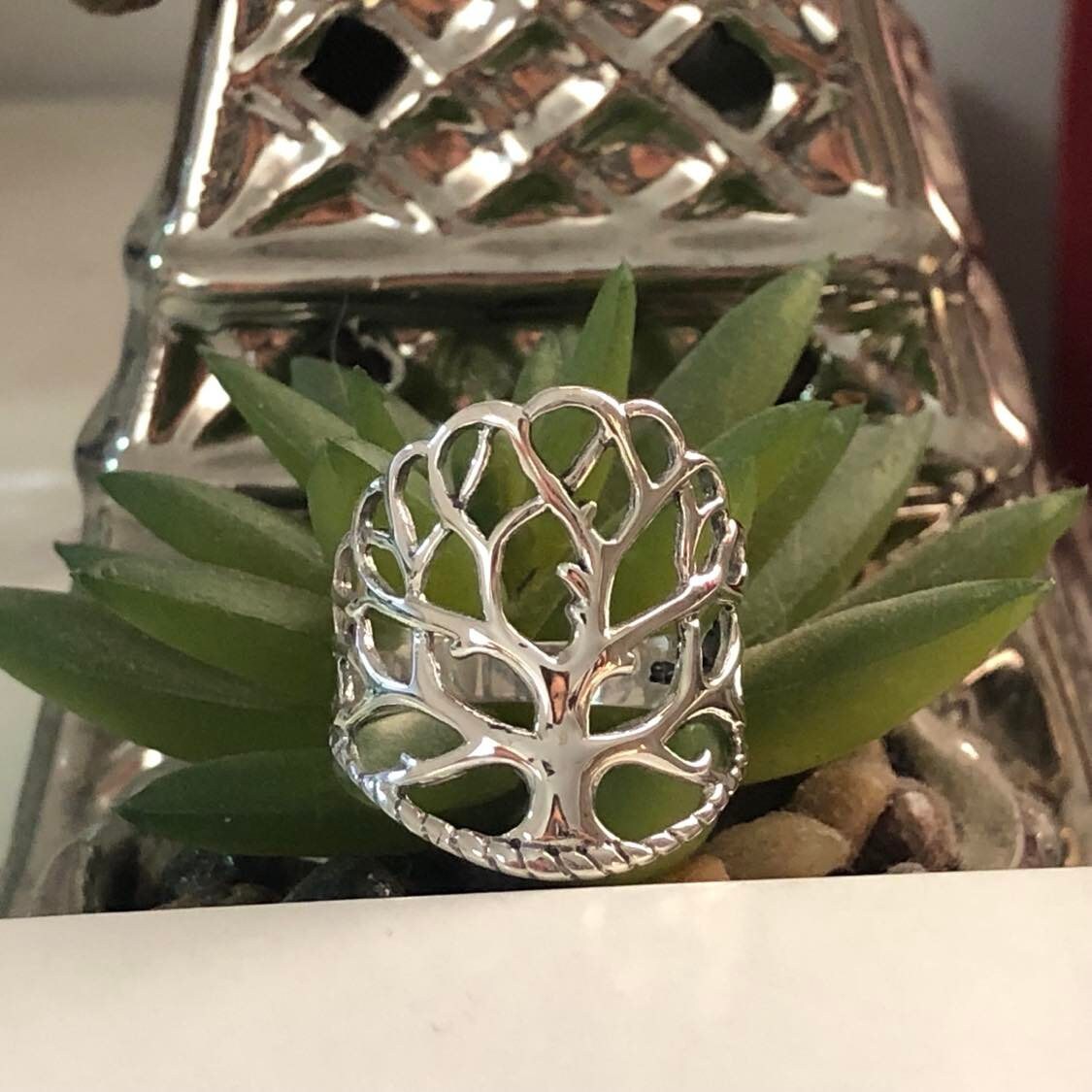 Tree of Life Ring Sterling Silver Tree of Life Wedding Ring Band ...