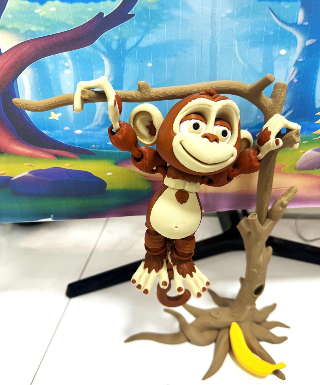 Articulated Monkey Fidget Toy – 5" 3D Printed Posable, Hangable Monkey ...
