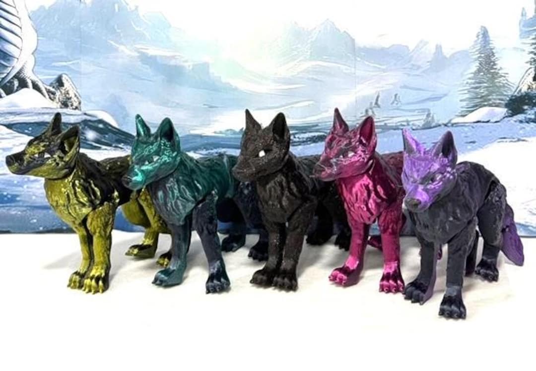 3D Printed Wolf, Articulated Wolf, Dual Color Articulated Wolf Animal ...