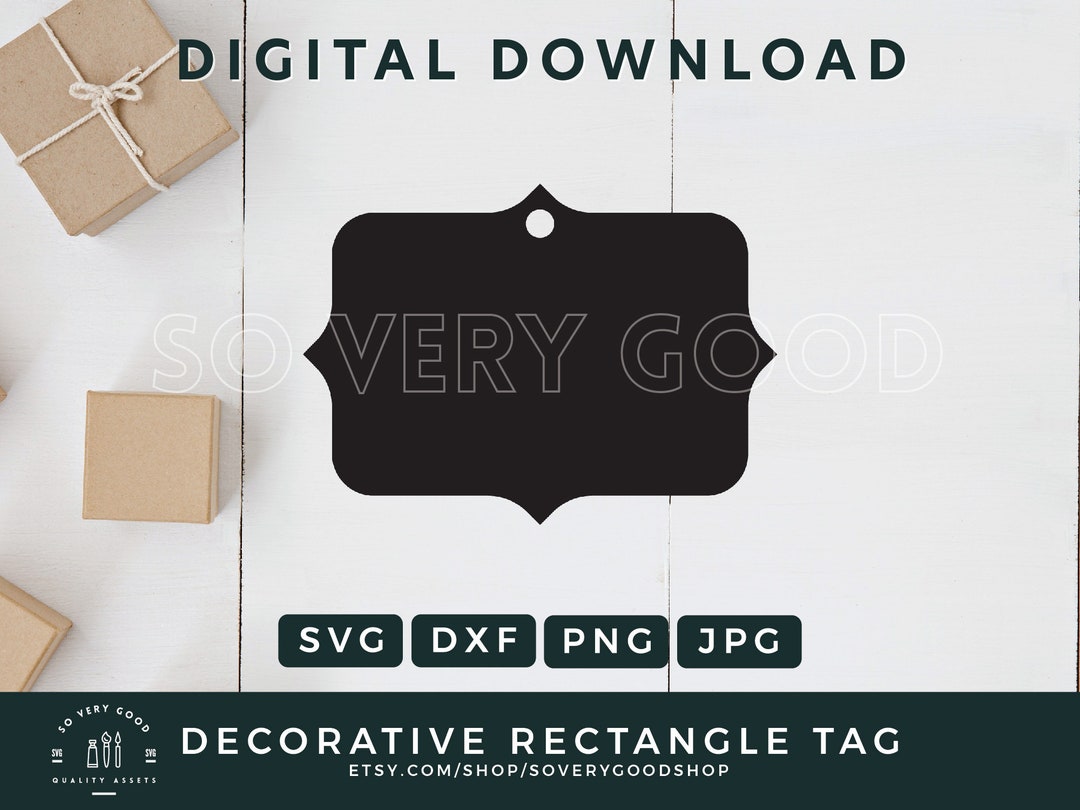 Decorative Rectangle Gift Tag · SVG DXF PNG Jpg · Digital Download - Etsy