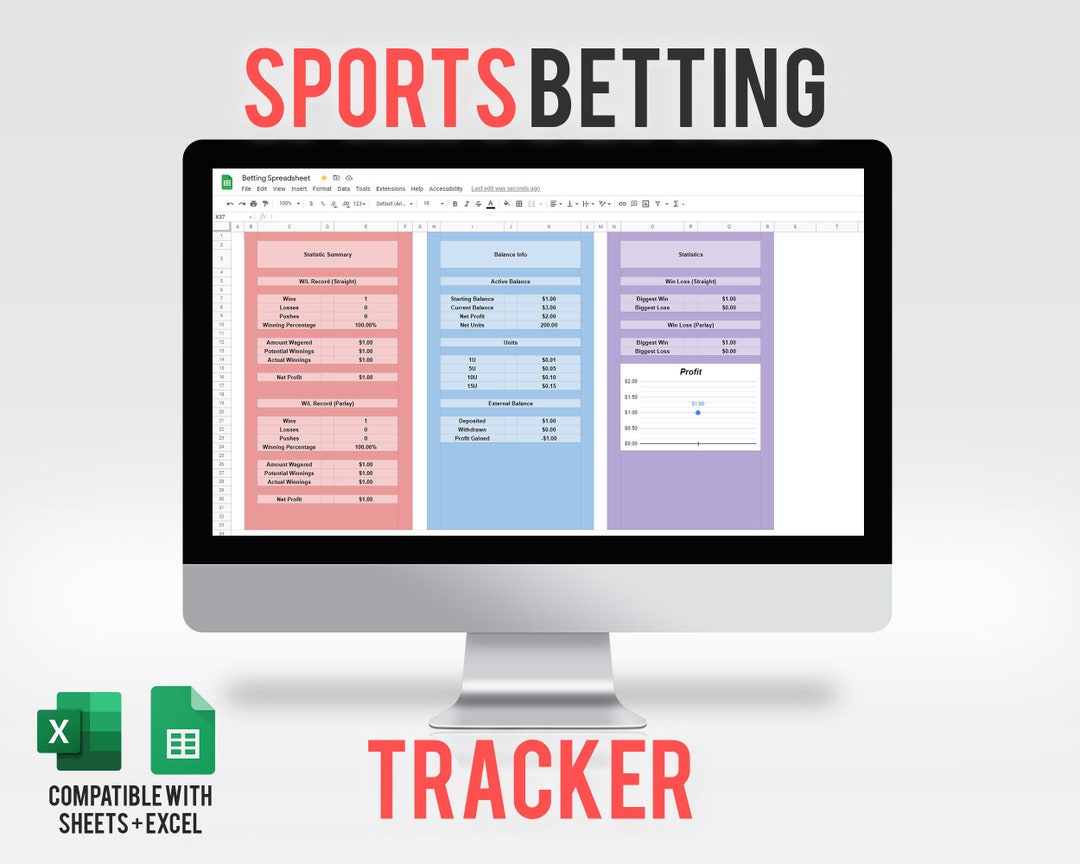 Sports Betting Tracker Spreadsheet for Excel + Google Sheets | Bets ...