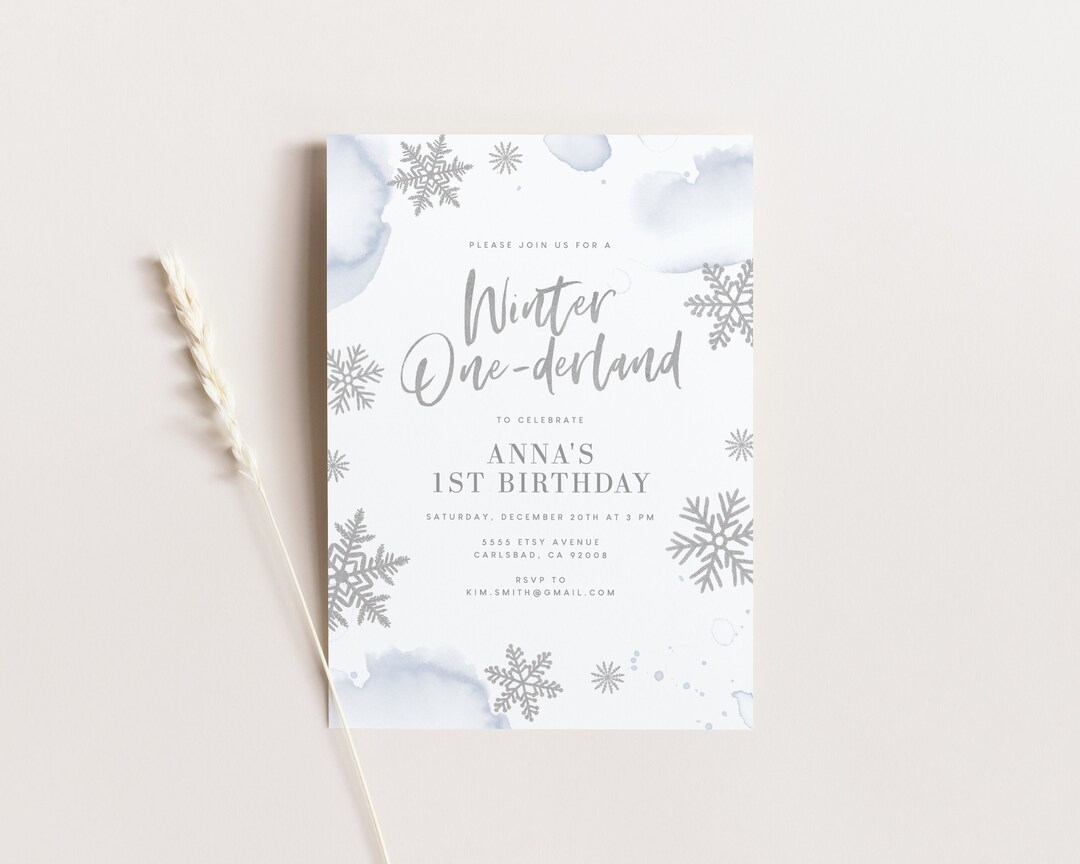 Winter Onderland Birthday Invitation Template, Snowflake Birthday ...