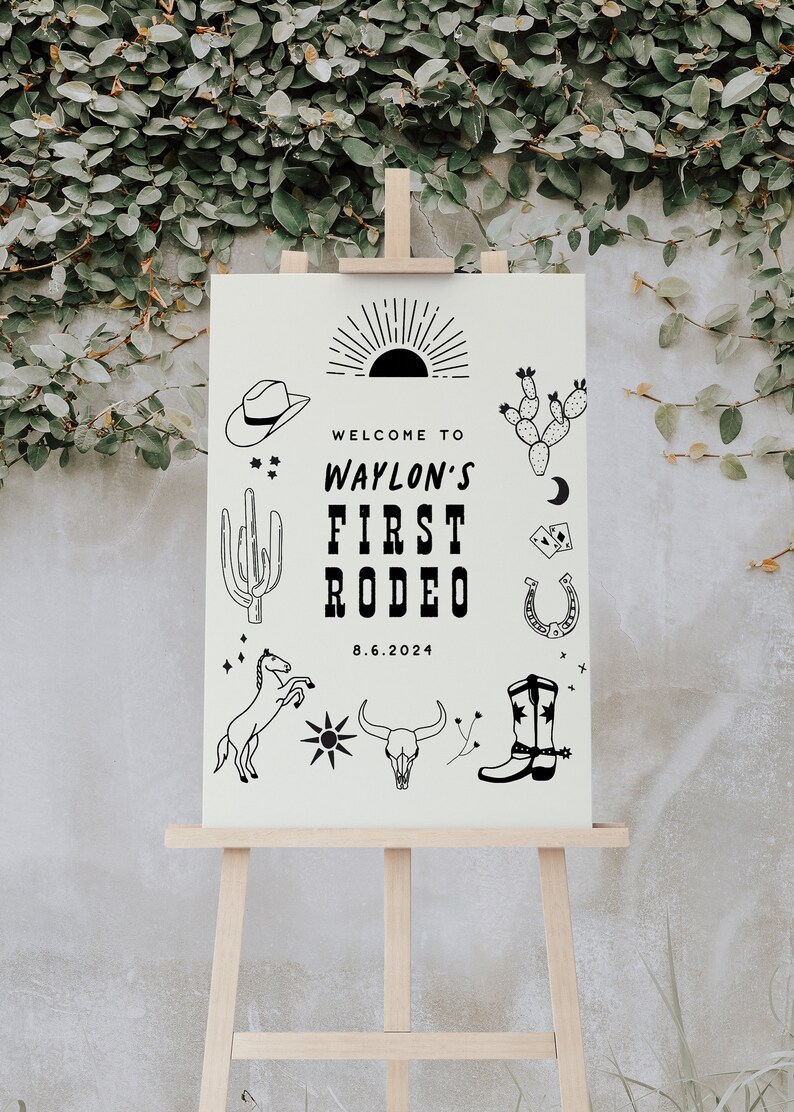 Cowboy First Birthday Welcome Sign Western First Rodeo - Etsy
