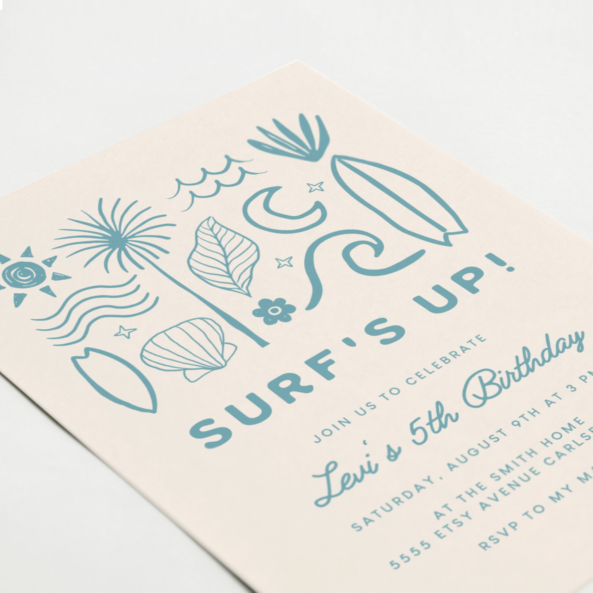 Surf Birthday Invitation Template, Surf's Up, Wave, Beach Birthday ...