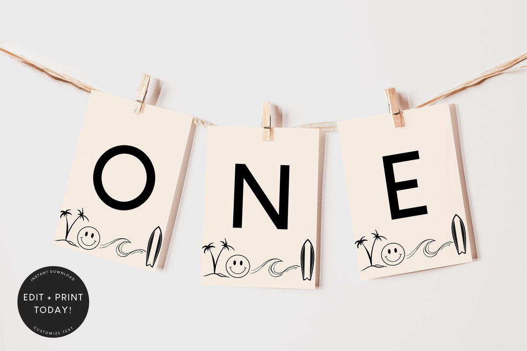 High Chair Banner, Birthday Banner, Surf Birthday Decorations, Beach ...