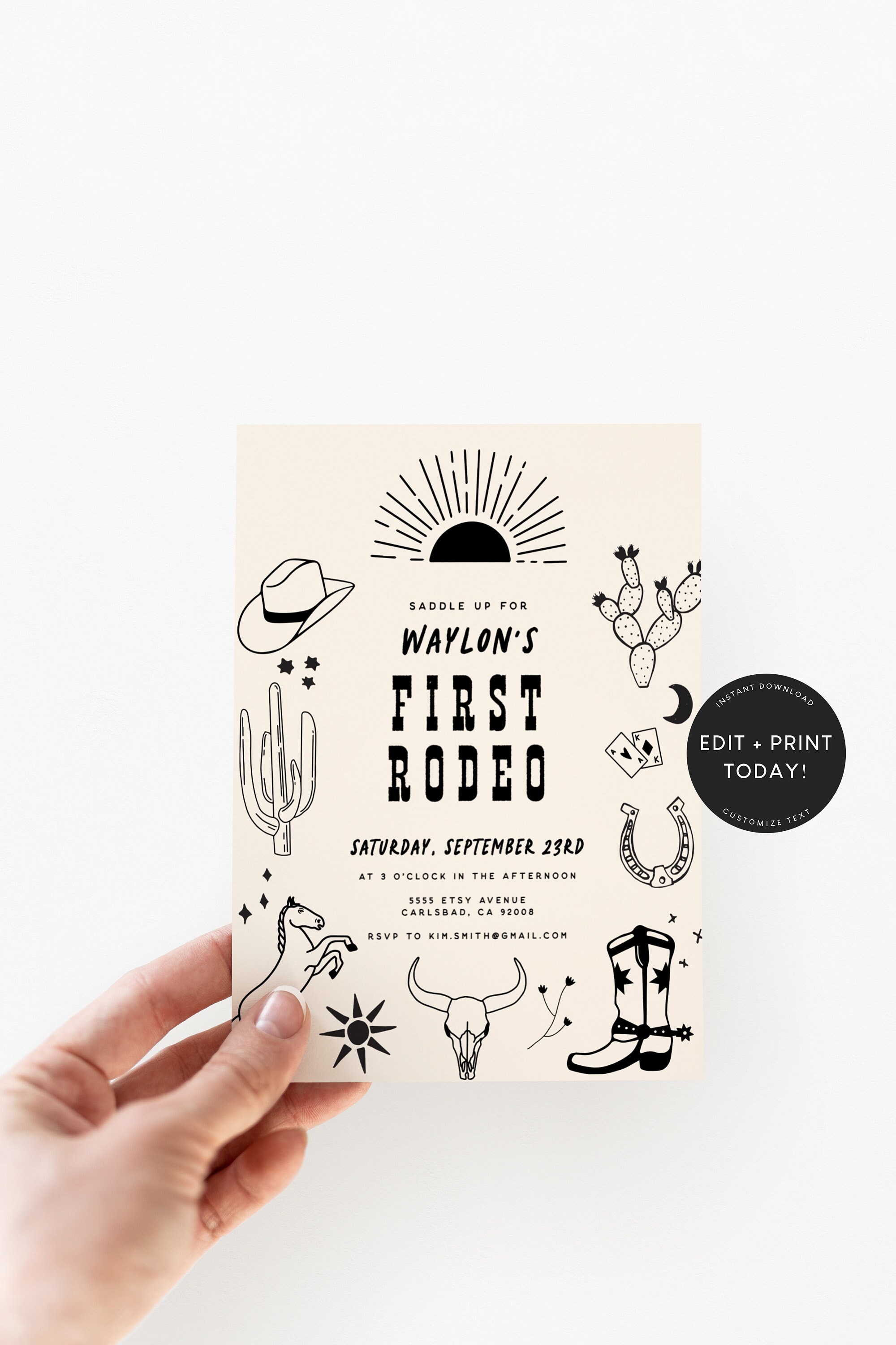 First Rodeo Birthday Party Invitation Cowboy Birthday - Etsy