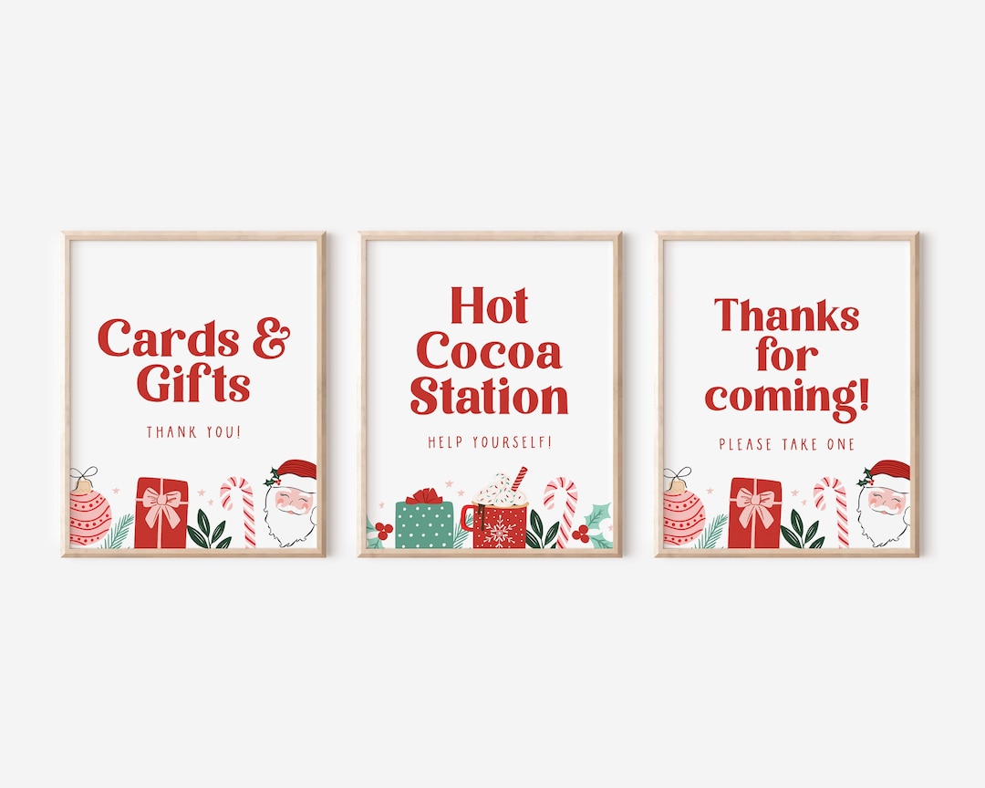 Christmas Party Sign Templates, Hot Cocoa Station, Birthday Party Girl ...