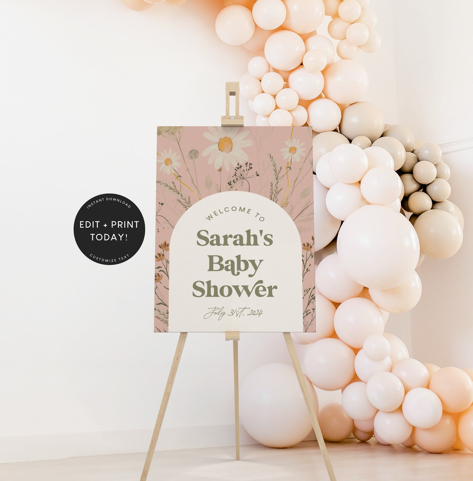 Baby Shower Welcome Sign Girl Welcome Sign Template Boho - Etsy