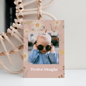 First Birthday Photo Banner Template, 12 Month, Photo Banner, Daisy ...