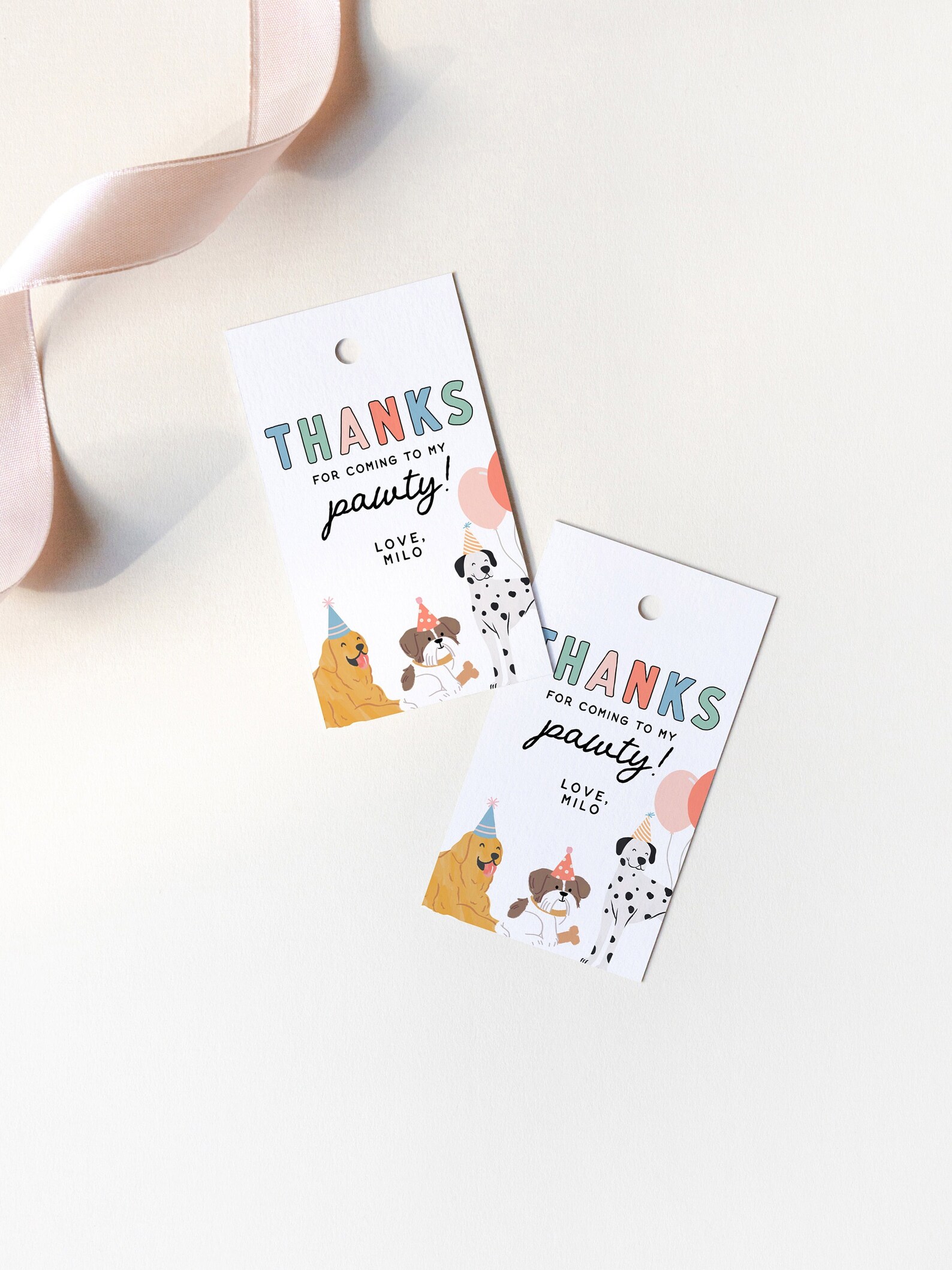 Dog Birthday Thank You Tag Template, Favor Tag Template, Puppy Party ...