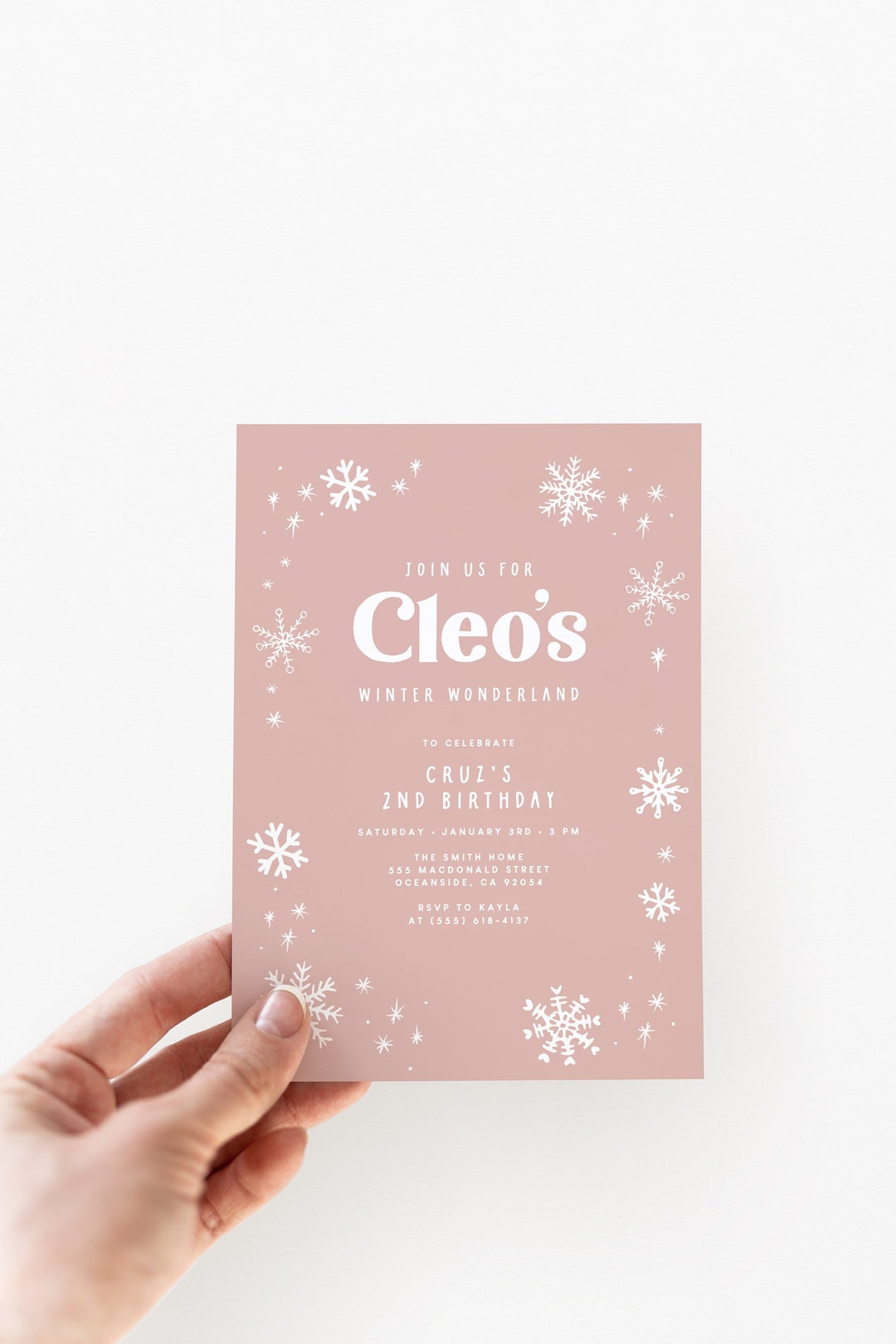 Winter Wonderland Birthday Invitation Template, Snowflake Birthday ...