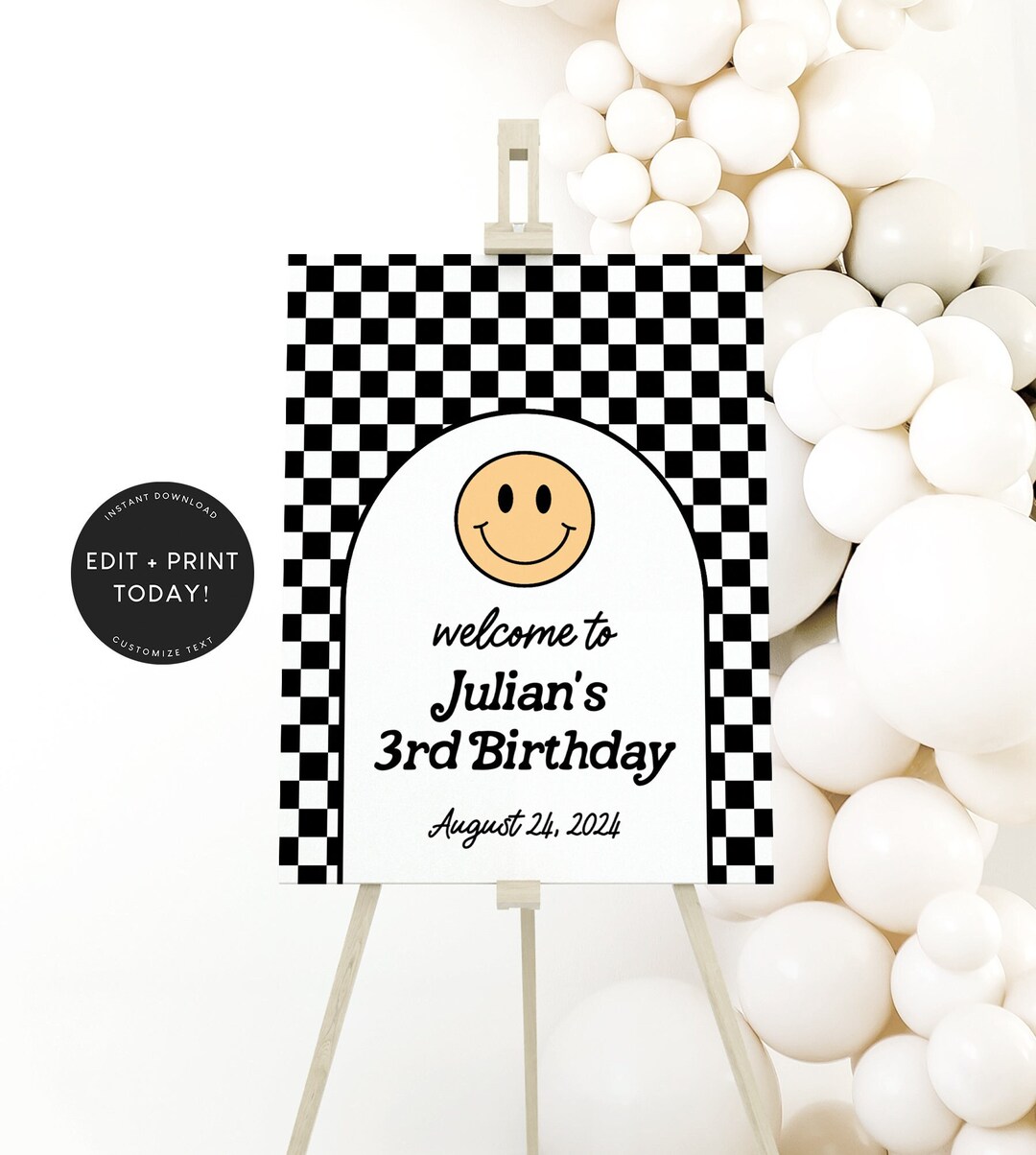 Smiley Face Birthday Welcome Sign, Front Door Welcome Sign Template ...