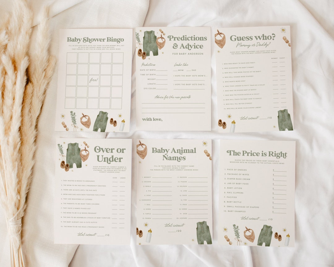 Printable Baby Shower Games Template, Boho Baby Shower Bingo, Decor ...