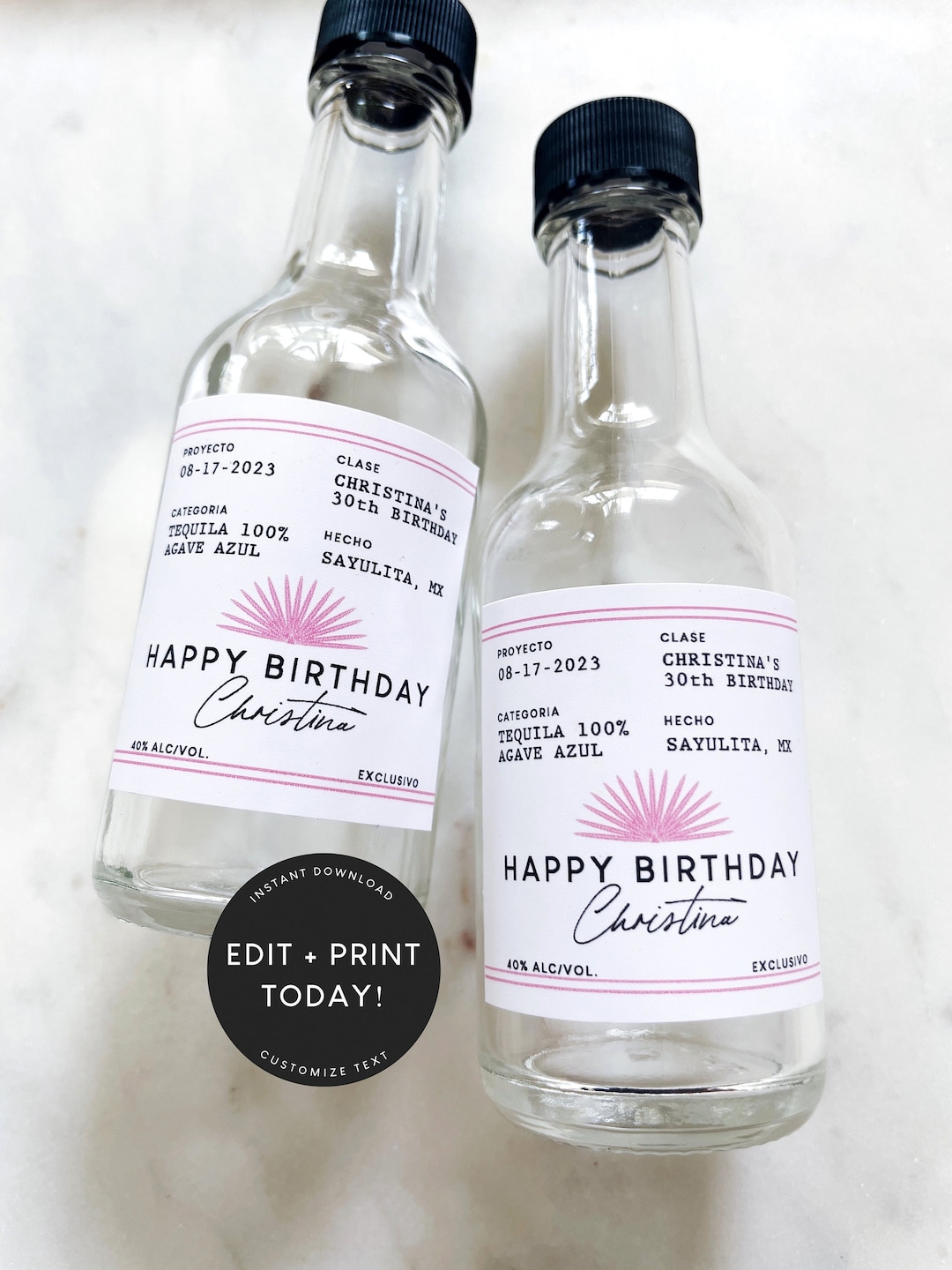 Printable Casamigos Birthday Label Template In Pink 50 Ml 21st 30th Printable Casamigos Birthday Label Template In Pink 50 Ml 21st 30th