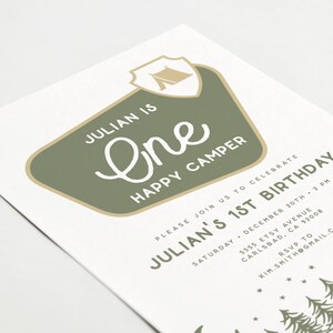 One Happy Camper Birthday Invitation Template, Boy First Birthday, Camping, National Park ...
