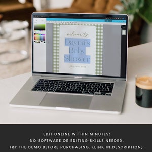 Modern Baby Shower Welcome Sign Template, Baby Shower Boy, Boho, Sage ...