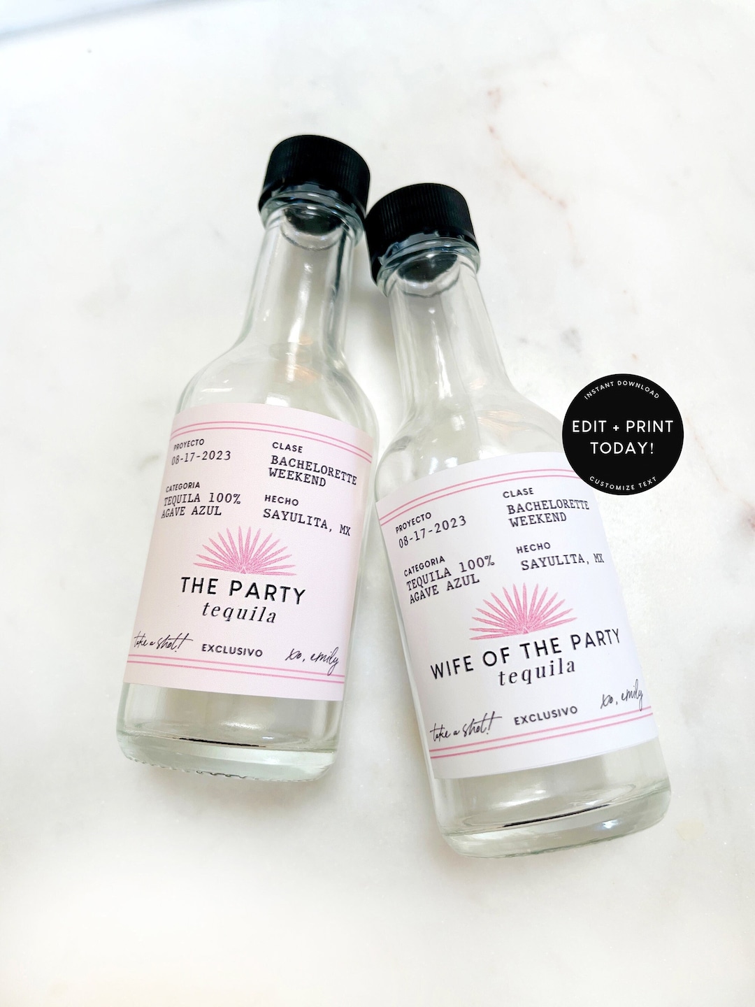 Printable Casamigos Bachelorette Label Template in Pink, 50 Ml, Mexico ...