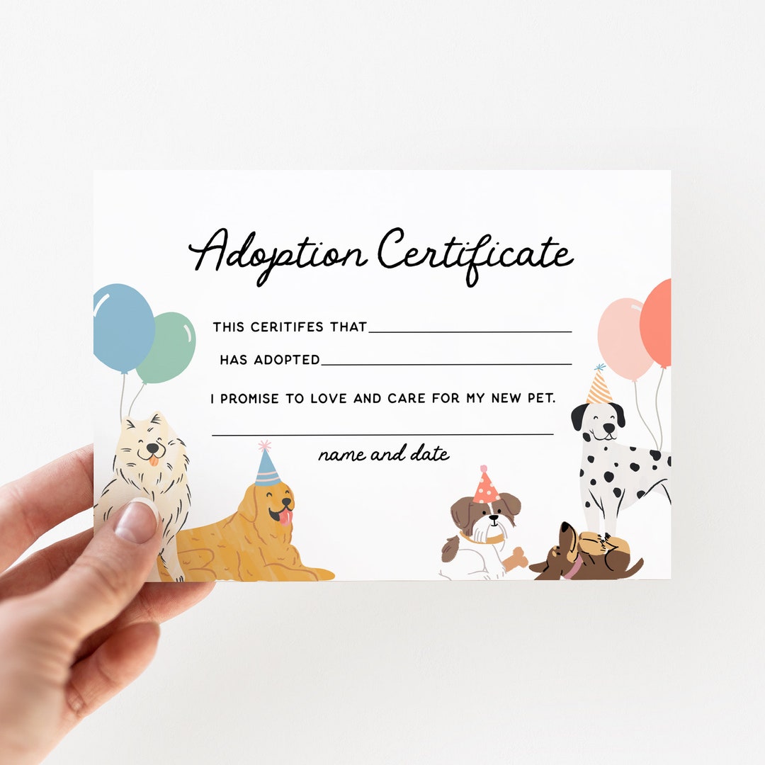 Puppy Adoption Certificate, Dog Birthday Decorations, Let's Pawty ...