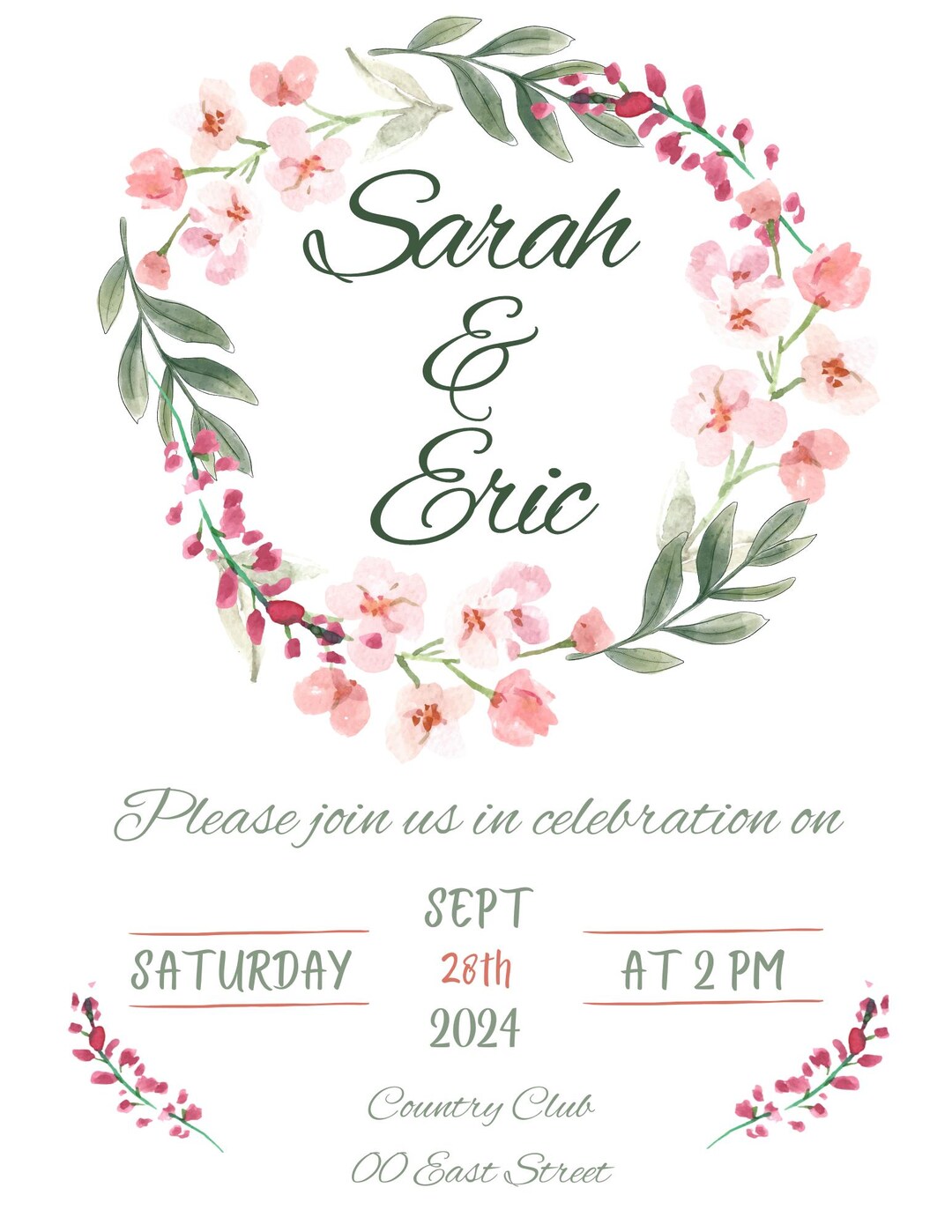 Custom Floral Wedding Invitation - Etsy