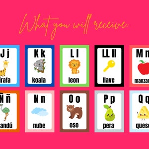 30 Spanish Alphabet Flash Cards - ABC Printable Card - Learn Letters in ...