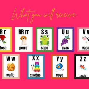 30 Spanish Alphabet Flash Cards - ABC Printable Card - Learn Letters in ...