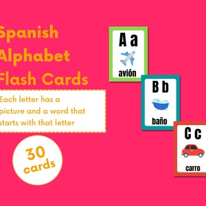 30 Spanish Alphabet Flash Cards - ABC Printable Card - Learn Letters in ...