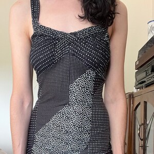 Vintage 70s Navy Spotted Dress Smocked Bust - Etsy