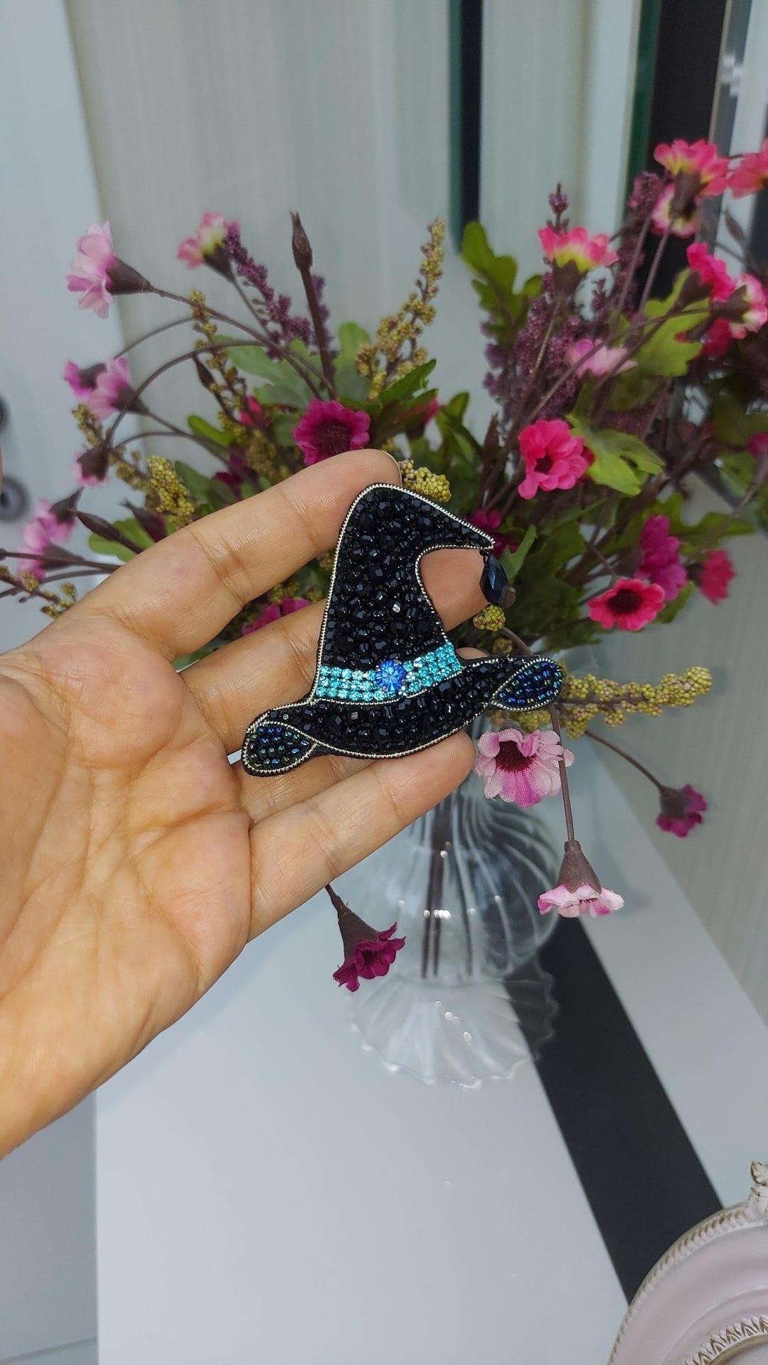 Handmade Beaded Witch Hat Brooch: Halloween Costume Accessory - Etsy