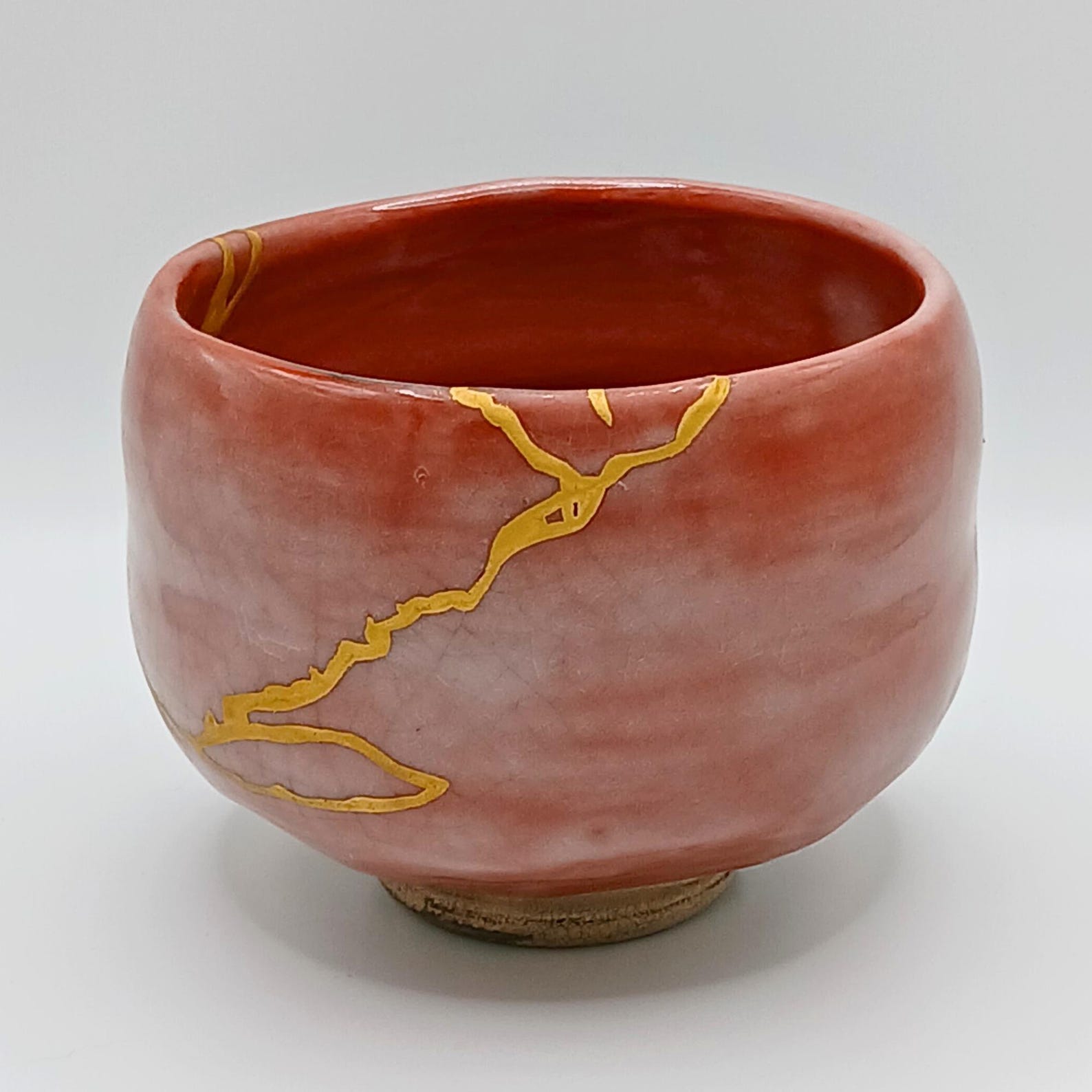 24k Gold Genuine Kintsugi Matcha Bowl, Food Safe Raku Chawan, Tea ...