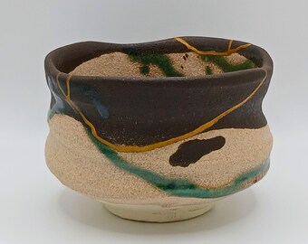 24k Gold Genuine Kintsugi Matcha Bowl, Food Safe Chawan, Tea Ceremony ...